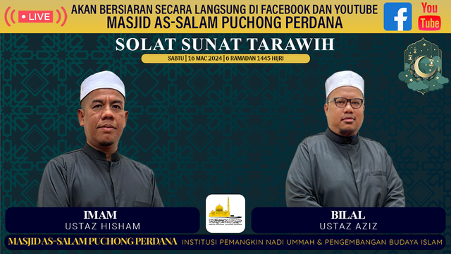 SOLAT SUNAT TARAWIH MAPP – 6 RAMADAN 1445 HIJRI