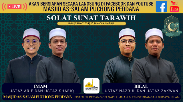 SOLAT SUNAT TARAWIH MAPP – 15 RAMADAN 1445 HIJRI